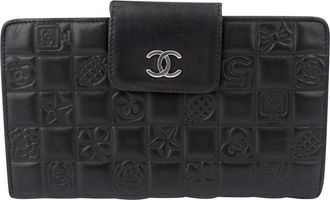 Chanel Portemonnaie - Chanel Lambskin Chessboard CC Clip Wallet - Gr. unisize - in Schwarz - f&uuml;r Damen