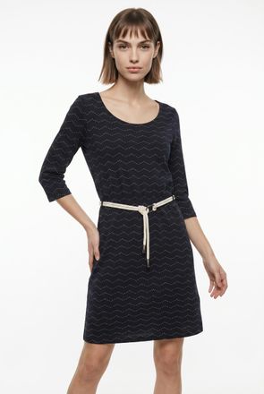 Ragwear Jerseykleid RAGWEAR LILITHA ZIG ZAG O, Damen, Gr. XXL, N-Gr, blau (navy), Jersey, Obermaterial: 50% Baumwolle, 50% Modal, gemustert, kniefrei, Rundhal