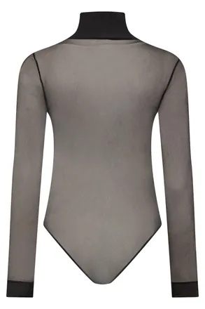 Maison Margiela Womens Long-Sleeve Sheer Bodysuit Black Polyester Bodies