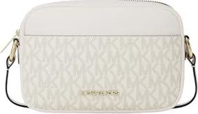 Michael Kors Jet Set Small Signature Logo Camera Crossbody Bag Light Cream