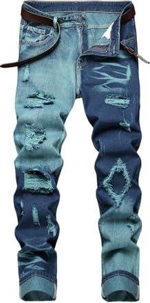 Generic Jean Homme Jean Homme Regular Jeans Homme Confortable Classique Slim Blocs de Couleur - Pantalon Long Extensible Toutes Saisons, Confort et Style Assu