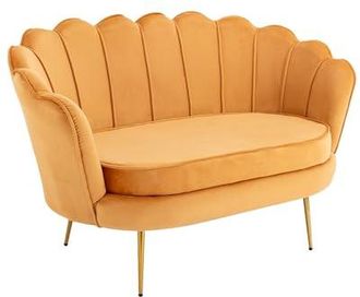 Vente-Unique Canap&eacute; 2 Places Coquillage en Velours Jaune Moutarde Dandelion