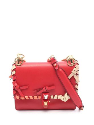 Fendi sac &agrave; bandouli&egrave;re Liberty Whipstitch Bow Kan I en cuir Vitello (2010-2025) - Rouge