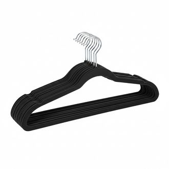 Simplify 10 superd&uuml;nne Samt-Kleiderb&uuml;gel, platzsparend, Schrank-Organisation, rutschfest, langlebige Kleiderb&uuml;gel f&uuml;r Kleider, M&auml;ntel, Hosen in schwarz