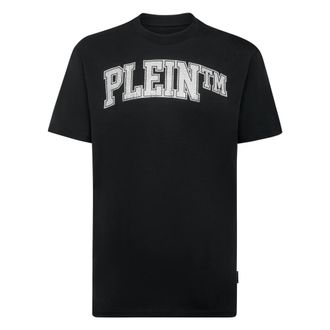 Philipp Plein T-Shirt Rundhals Kurzarm mit Kristallen - - Tops - Herren - Schwarzk - 4XL
