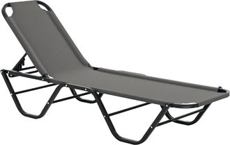 OUTSUNNY Sonnenliege Strandliege 5-Stufige Alu Gartenliege Relaxliege Texteline Grau+Schwarz 163 x 58,5 x 91 cm