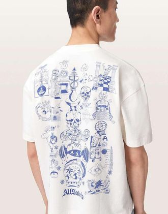 AllSaints Ignis - T-shirt ras de cou &agrave; manches courtes - Blanc craie