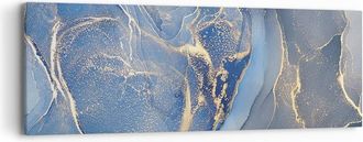 Arttor Panorama Bilder auf Leinwand Gold Blau Farbe Leinwandbild mit Rahmen 90x30cm Wandbilder Dekoration Wohnzimmer Schlafzimmer Küche Klein Wanddeko Bild W