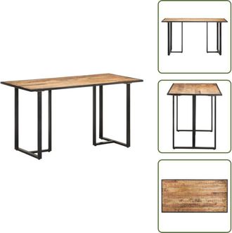 vidaXL Esstisch 140 cm Raues Mangoholz - Industrieller Esstisch - Esstisch Holz - Mangoholz Tisch - Wohnzimmer M&ouml;bel - Esszimmer M&ouml;bel