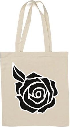 Generic Black Rose Art Sac fourre-tout en coton naturel Blanc