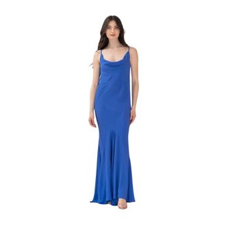Erika Cavallini Semi Couture Ether Maxi-Kleid mit R&uuml;schen - - Dresses - Damen - Blau - L