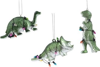 Kaemingk Christbaumschmuck Kunststoff 10,5cm - Dinosaurier Figur zum Aufhängen - 1 Stück sortiert - bruchfest - Weihnachtsbaum Anhänger für Weihnachten - Chris