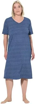 Ulla Popken gs1 data protected company 4069787000005 Nachthemd, Punkte, V-Ausschnitt, Halbarm Nightgown, Bleu Nuit, 48 Femmes