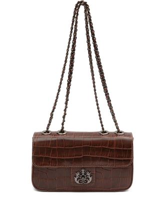 Isla sac à bandoulière Anne à effet peau de crocodile - Marron