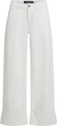 Karl Lagerfeld Femme, Pantalons, Blanc, Taille: W29 Jeans Coupe Large avec Revers Fixes
