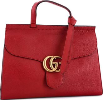 Gucci GG Marmont Top Handle Bag Leather Medium satchel - Rouge
