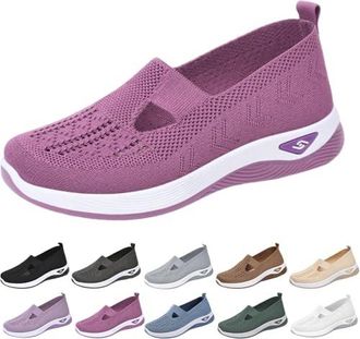 Generic Chaussures orthop&eacute;diques tiss&eacute;es respirantes &agrave; semelle souple pour femme - Chaussures de marche d&eacute;contract&eacute;es &agrave; enfiler - Soutien de la vo&ucirc;te plantair