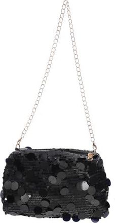 Garneck Paquet Bandouli&egrave;re &agrave; Sequins pour Femmes Petit Paquet Carr&eacute; Noir 24 X 17 X 6 CM avec Cha&icirc;ne M&eacute;tallique Robuste &Eacute;l&eacute;gant pour &Eacute;venements et Sorties D&eacute;co