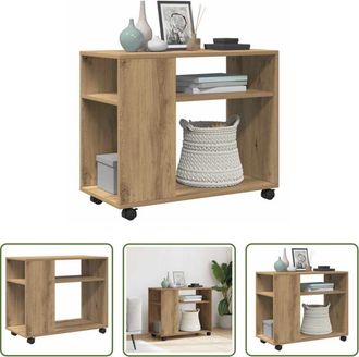 vidaXL vidaXL Ablage - Beistelltisch mit Rollen Artisan-Eiche 70x35x60cm Holzwerkstoff