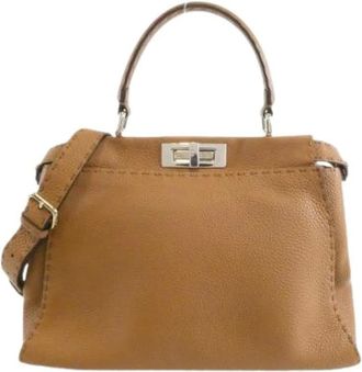 Fendi Pre-owned Selleria Peekaboo Calf Handbag - Femme - Pre-owned - Brun - Taille: ONE Size