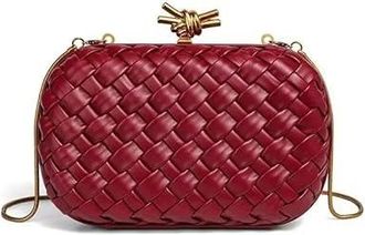 Generic Tejesa Sac de soirée avec chaîne et sac à bandoulière en cuir synthétique rigide Style vintage, Rouge, Medium