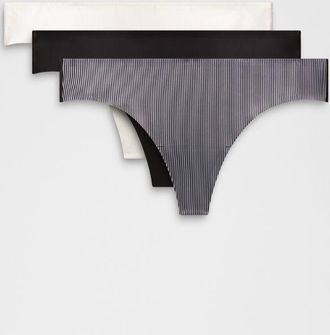 lululemon String taille mi-haute InvisiWear Trio pour Femmes - Noir/Blanc/Gris - Taille L