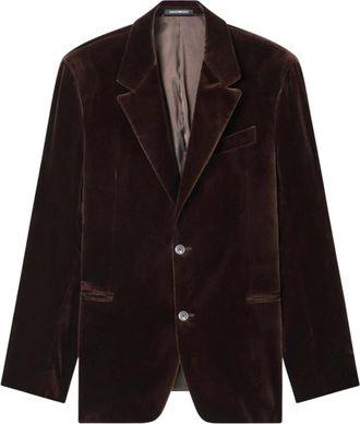 Emporio Armani Homme, Vestes, Brun, Taille: L Veste en Velours de Coton Coupe Ajustée R Line