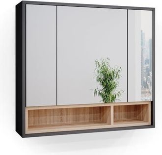 Vicco Armoire de Toilette Beatrice, Anthracite/Sonoma, 80 x 72 cm