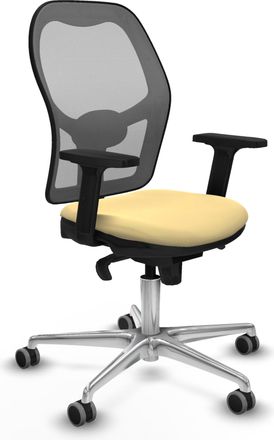 Piqueras y Crespo B&uuml;rostuhl, weiche Rollen, 2D-Arme, h&ouml;henverstellbare Lendenwirbelst&uuml;tze, ausgestattet mit 5 Positionen und injiziertem Schaumstoff, Grau/Creme