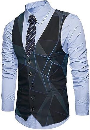 Generic Gilet &agrave; simple boutonnage pour homme, coupe ajust&eacute;e, col en V classique, gilets daffaires et d&eacute;contract&eacute;s, gilets distinctifs et haut de gamme, gilet 