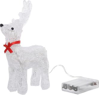 Amosfun Led Rentier Weihnachtsfigur Kleine Beleuchtete Plastik REH Deko F&uuml;r Festliche Tischdekoration Innenbereich Batteriebetrieben Ohne Batterien