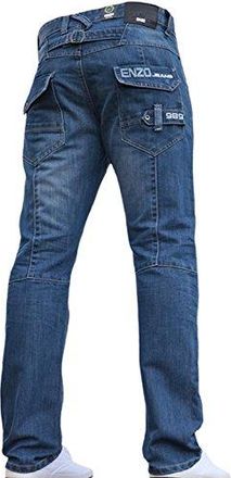 Enzo Jeans BNWT Jean bleu délavé pour homme, coupe droite, tous tours de taille et toutes tailles, 34W / 30L