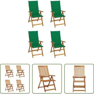 vidaXL vidaXL Akazienholz - Hochlehner Verstellbar 4 Stk. mit Auflagen Massivholz Akazie