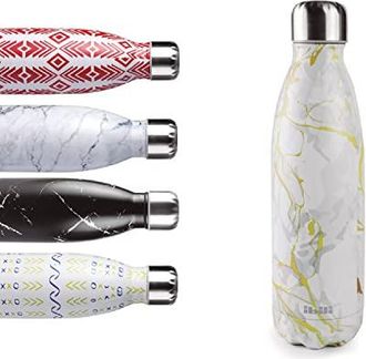 Ibili Thermokanne Golden Marble, 500 ml, Edelstahl 18/10, wiederverwendbar