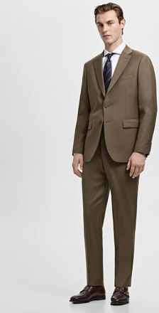 Mango Veste costume Turin 100 % laine vierge marron - Homme - 46 - MANGO MAN