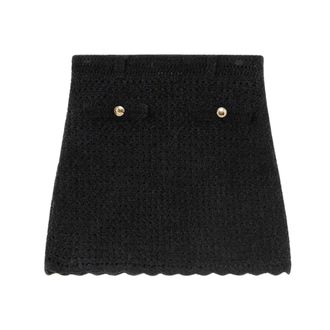 Ganni Femme, Jupes, Noir, Taille: 40 FR Chenille Crochet Skirt