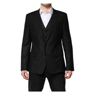 Dolce & Gabbana Homme, Costumes, Noir, Taille: XL Costume Noir à Un Bouton 2 Pièces