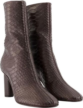 PARIS TEXAS Womens Alice Ankle Boots - Paris Texas Leather Burgundy Calfskin Shoes Ankle-Boots