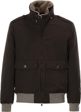 Brunello Cucinelli Bomber en coton technique cir&eacute; - Homme - Vestes - Brun - Taille: XL
