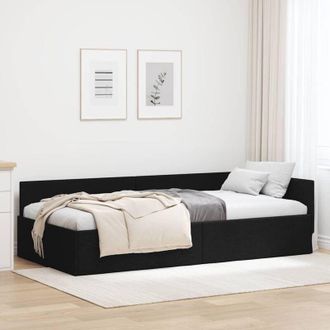 vidaXL Cadre de lit dangle Noir 80 x 200 cm Tissu et bois reconstitu&eacute; vidaXL
