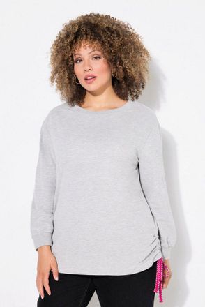 Ulla Popken Sweatshirt Sweatshirt seitliche Raffb&auml;nder Rundhals Langarm
