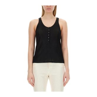 Tom Ford Geripptes Henley-Tanktop - - Tops - Damen - Schwarzk - XS