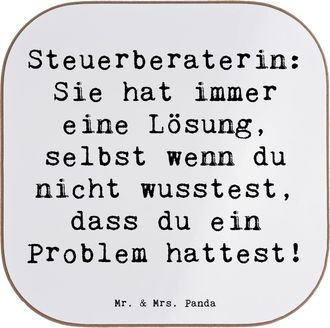 Mr. & Mrs. Panda Untersetzer für Gläser Spruch Steuerberaterin Lösung - Geschenk, personalisierte Geschenke, Berufe, Danke, Holzuntersetzer, Freude, Glas, gläserunters
