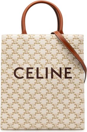 Celine petit sac à bandoulière en toile enduite Vertical Cabas Triomphe (2000-2025) - Blanc