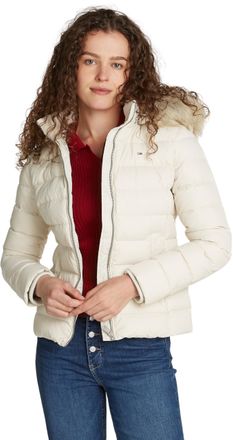 Tommy Jeans Damen Pufferjacke Basic Hooded Down Jacket mit Kapuze, Elfenbein (Newsprint), 6XL