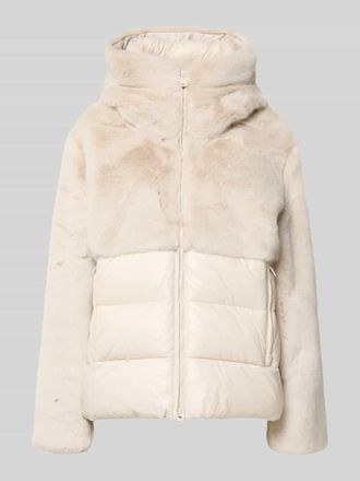 Blauer Steppjacke mit Kunstfellbesatz Modell FANEVIL