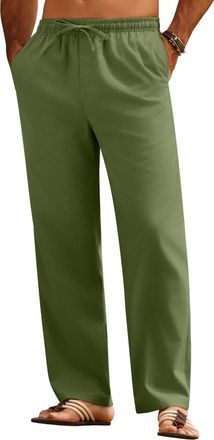 Coofandy Hosen Herren Lang Leinenhose mit Kordelzug Leicht Sommerhose Freizeithose Stoffhose Herren Lange Hose M&auml;nner Schlupfhose Strandhose Einfarbig Armeegr&uuml;