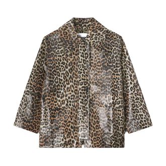 Ganni Veste en nylon l&eacute;opard - Femme - Vestes - Brun - Taille: 42/44 FR
