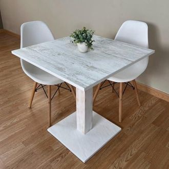 Generico Table bar | BISTROT | restaurant carré avec pied central 60/70/80 cm couleurs assorties (blanc antique A428 - blanc, 70 x 70)