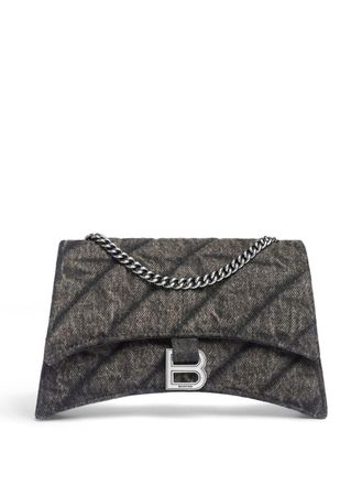 Balenciaga sac port&eacute; &eacute;paule Crush en jean - Gris